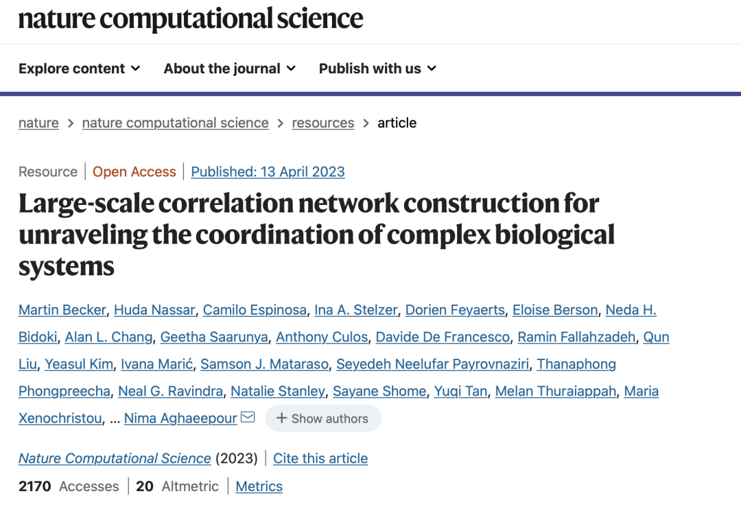 Nat Comput Sci.速递：构建生物高维数据集的大型相关性网络 | 集智俱乐部